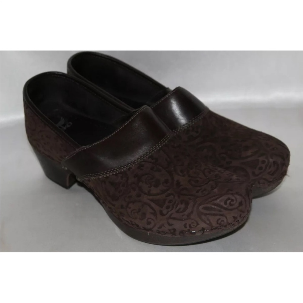 Dansko Embossed Suede Leather Clogs - Gem